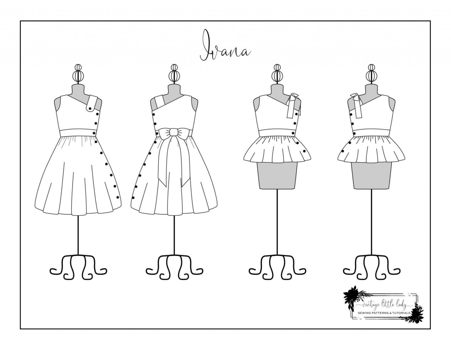 Ivana Dress/Top FREE Coloring Page | Vintage Little Lady