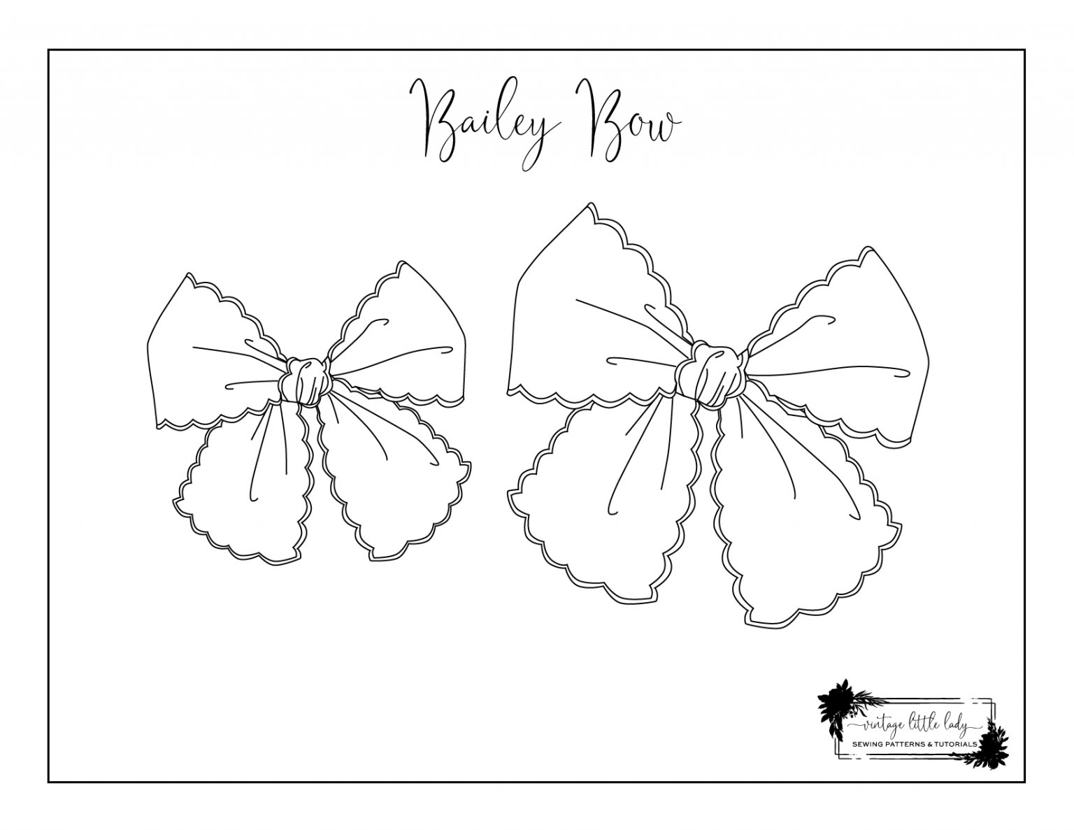 Bailey Scalloped Bow FREE Coloring Page Vintage Little Lady