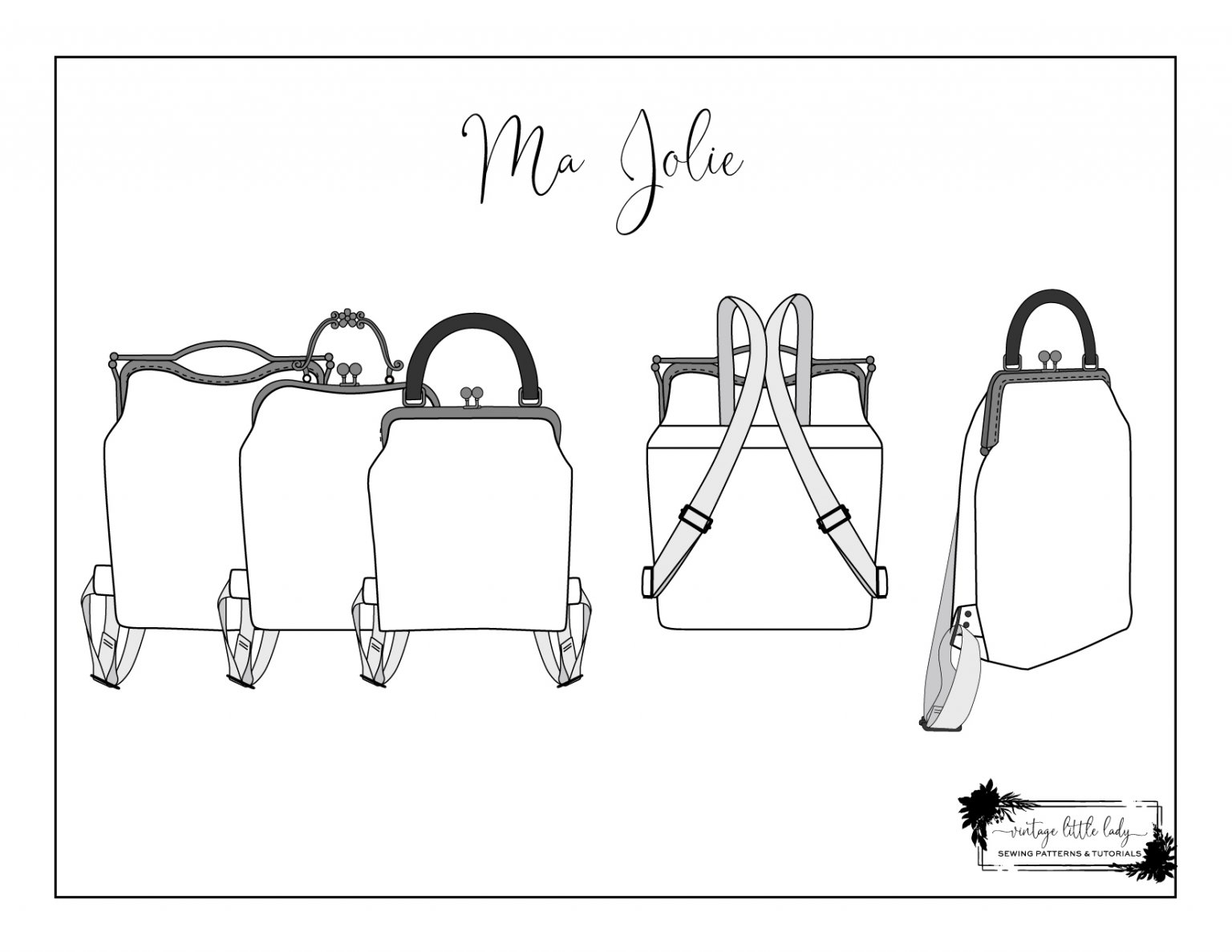FREE Ma Jolie Bag Backpack Purse Coloring Page Vintage Little Lady